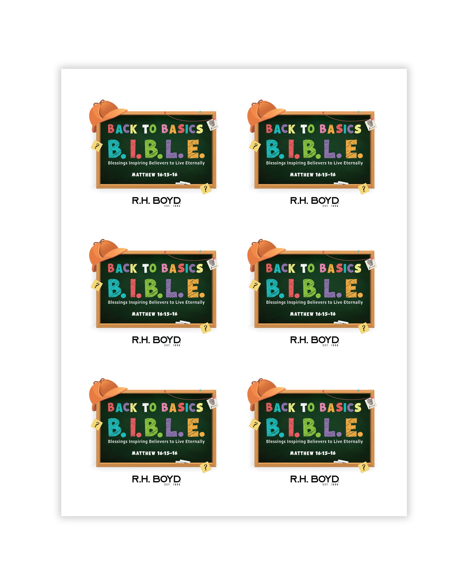 Back To Basics B.I.B.L.E.: VBS Logo Sticker Sheet – R.H. Boyd