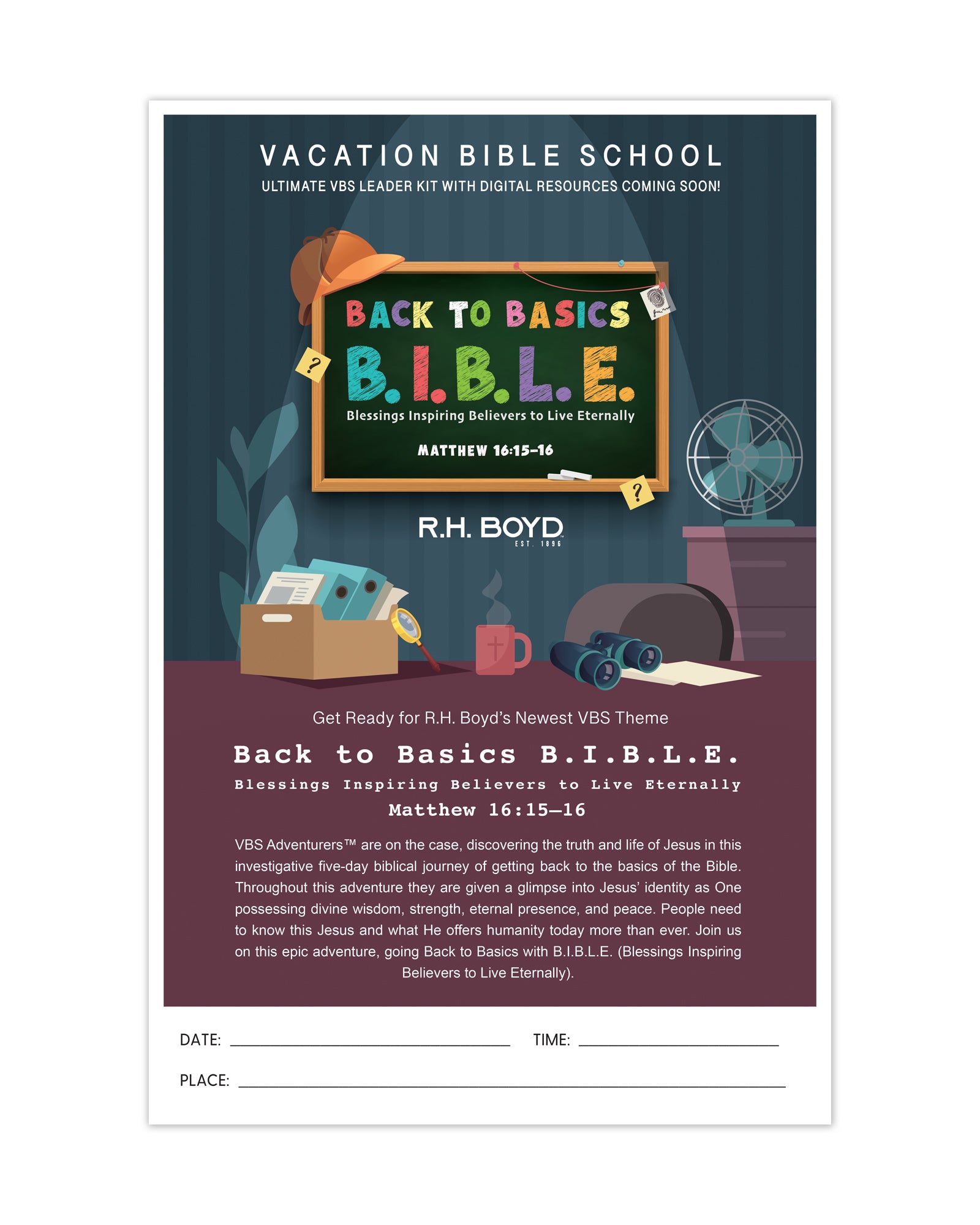 Back To Basics B.I.B.L.E.: VBS Announcement Poster – R.H. Boyd