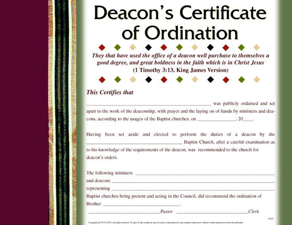 Deacon Certificate – R.H. Boyd