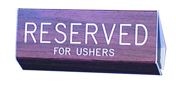 Flexible Pew Sign Reserved for Ushers: Woodgrain – R.H. Boyd